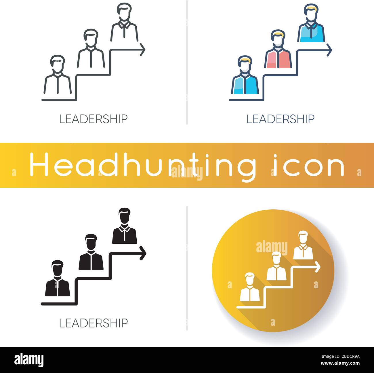 Leadership icon. Linear black and RGB color styles. Career development ...