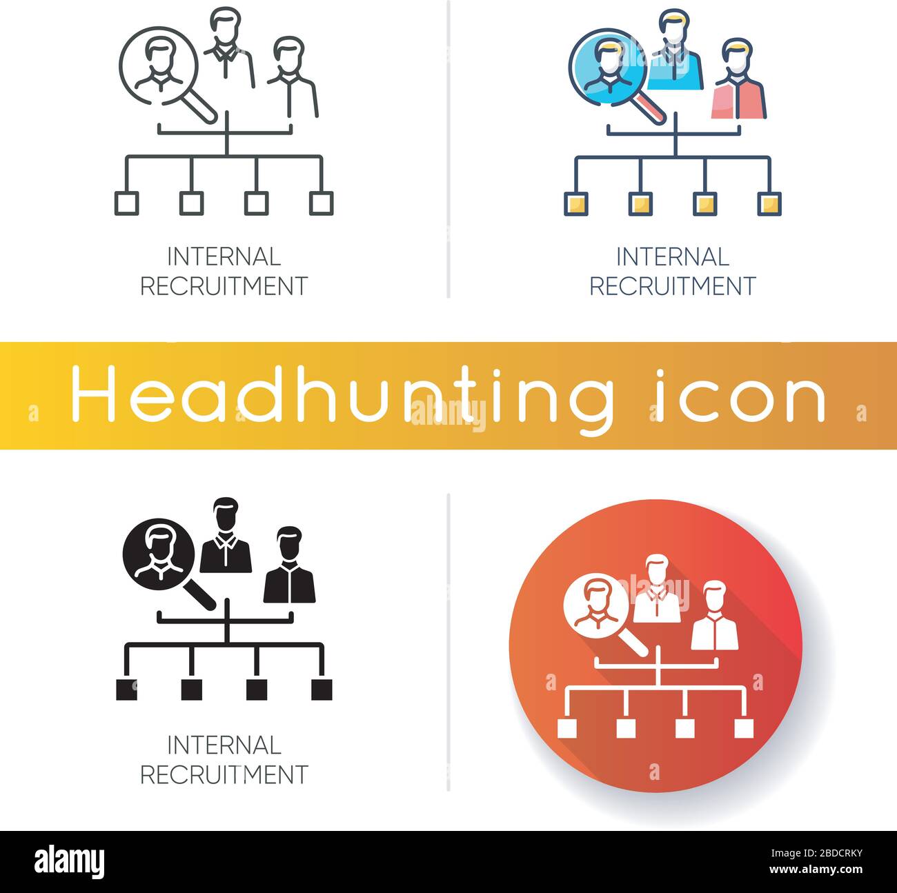Internal recruitment icon. Linear black and RGB color styles. Job ...