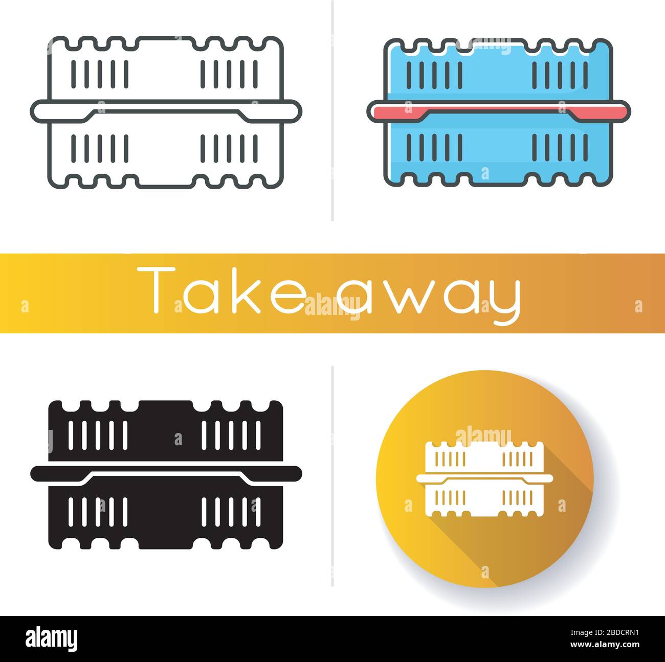 Disposable plastic container icons set. Linear, black and RGB color ...