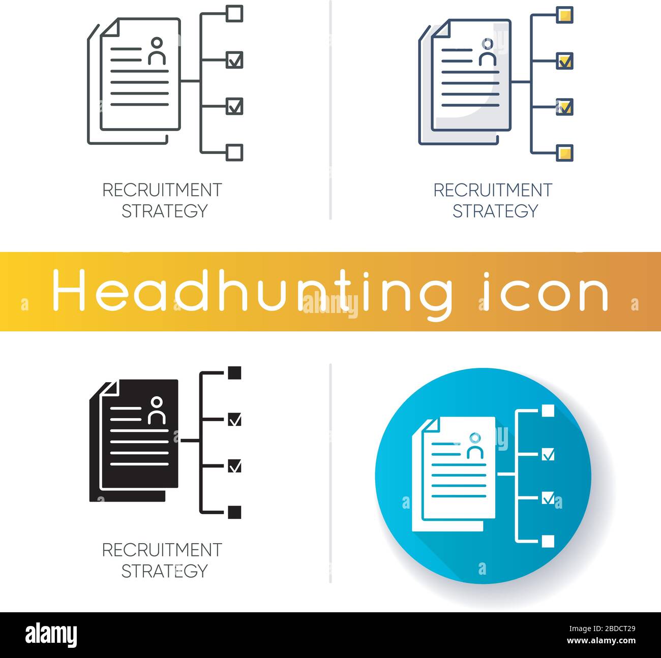 Recruitment strategy icon. Linear black and RGB color styles ...