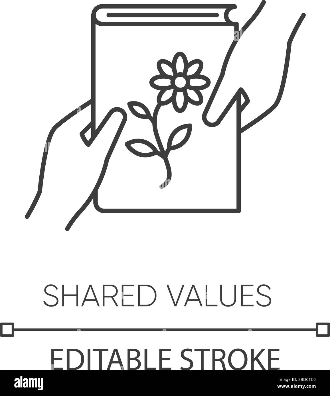 Shared values pixel perfect linear icon. Thin line customizable ...