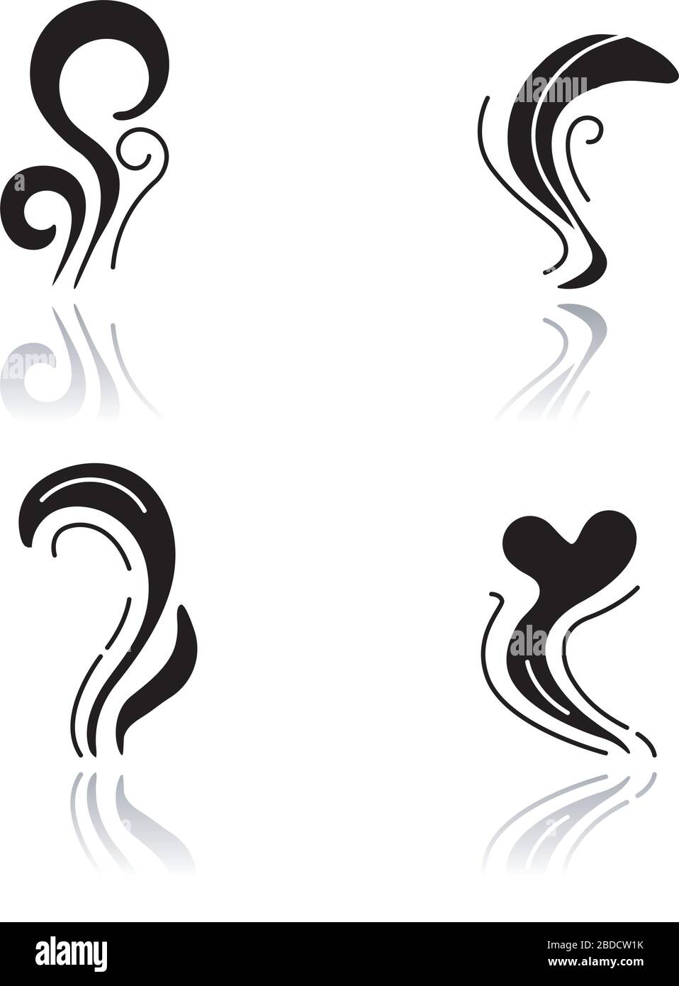 Good and bad smell drop shadow black glyph icons set. Stinky odor ...