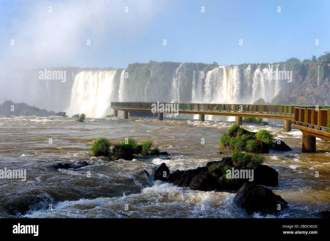 The viewing platform over the torrents of the Devils Throat waterfall ...