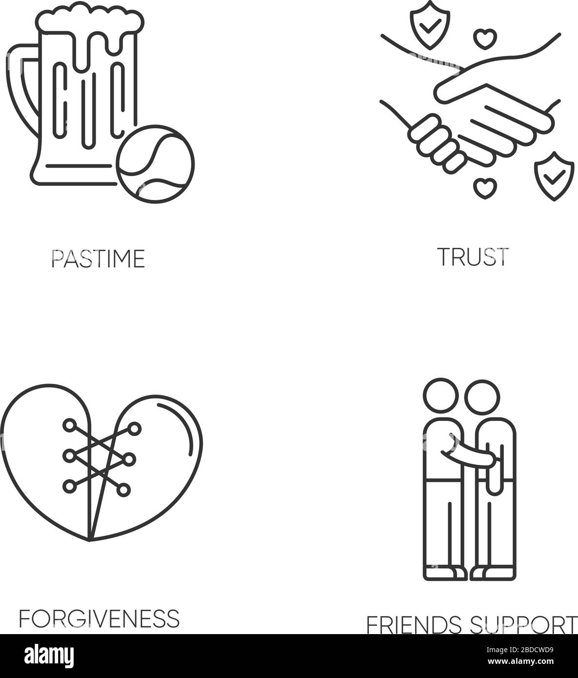 Best friends pixel perfect linear icons set. Customizable thin line ...