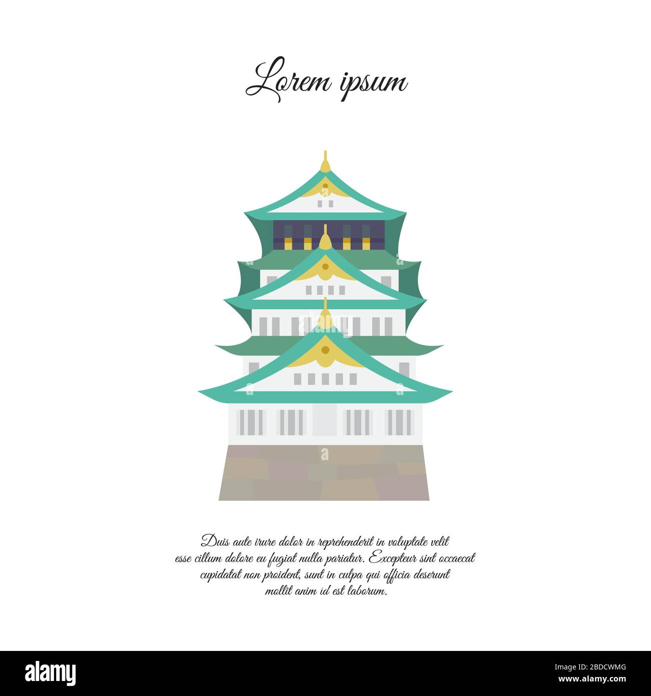 Osaka castle vector. Asian building or castle icon. Japan castle. color ...