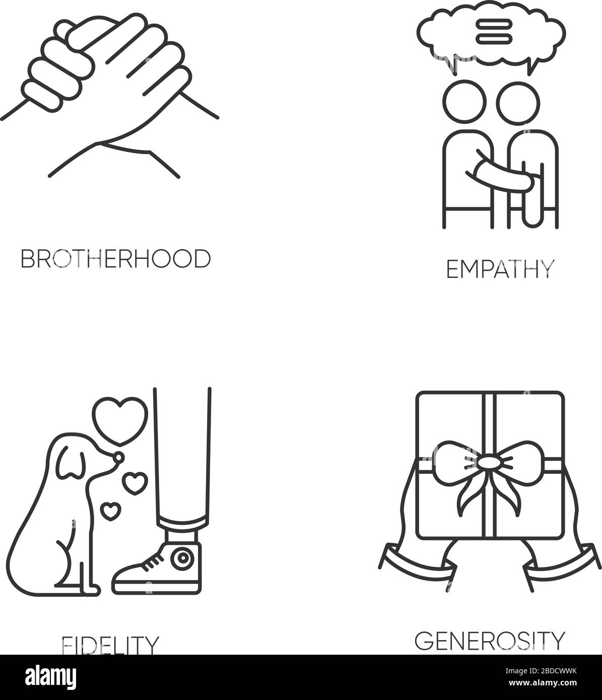 Friendly bonds pixel perfect linear icons set. Customizable thin line ...