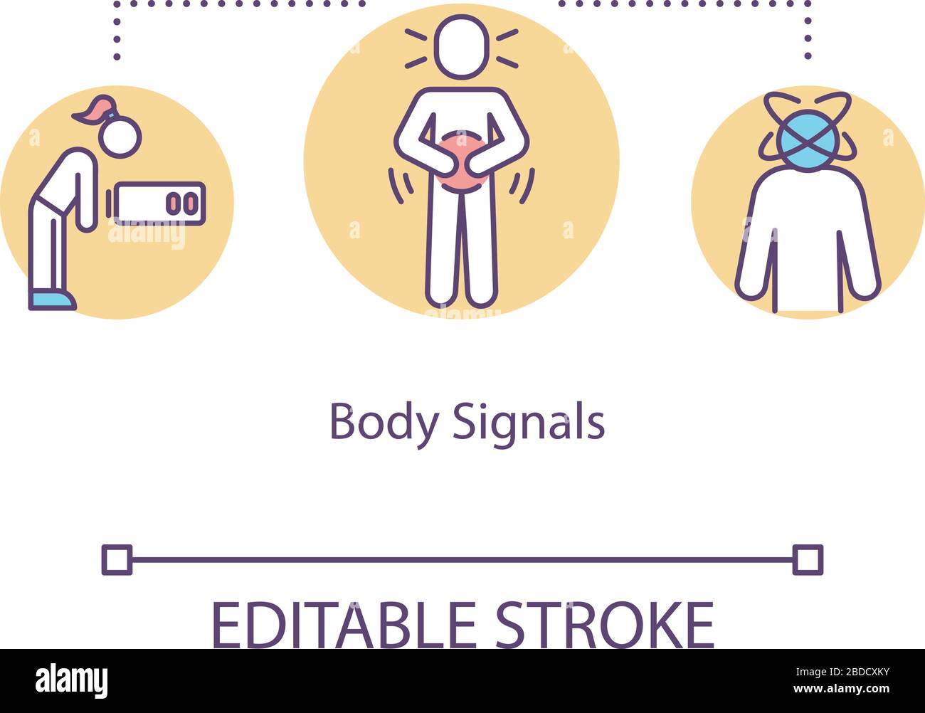 Body signal concept icon. Mindful eating, conscious nutrition idea thin ...