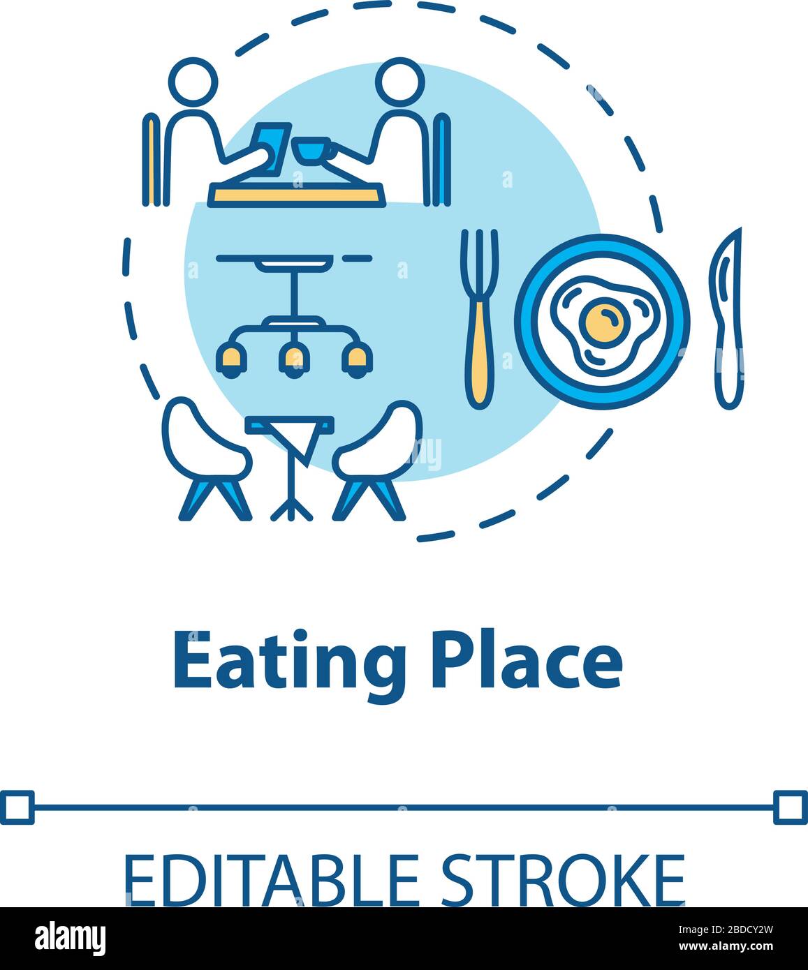 Eating place concept icon. Conscious nutrition idea thin line ...