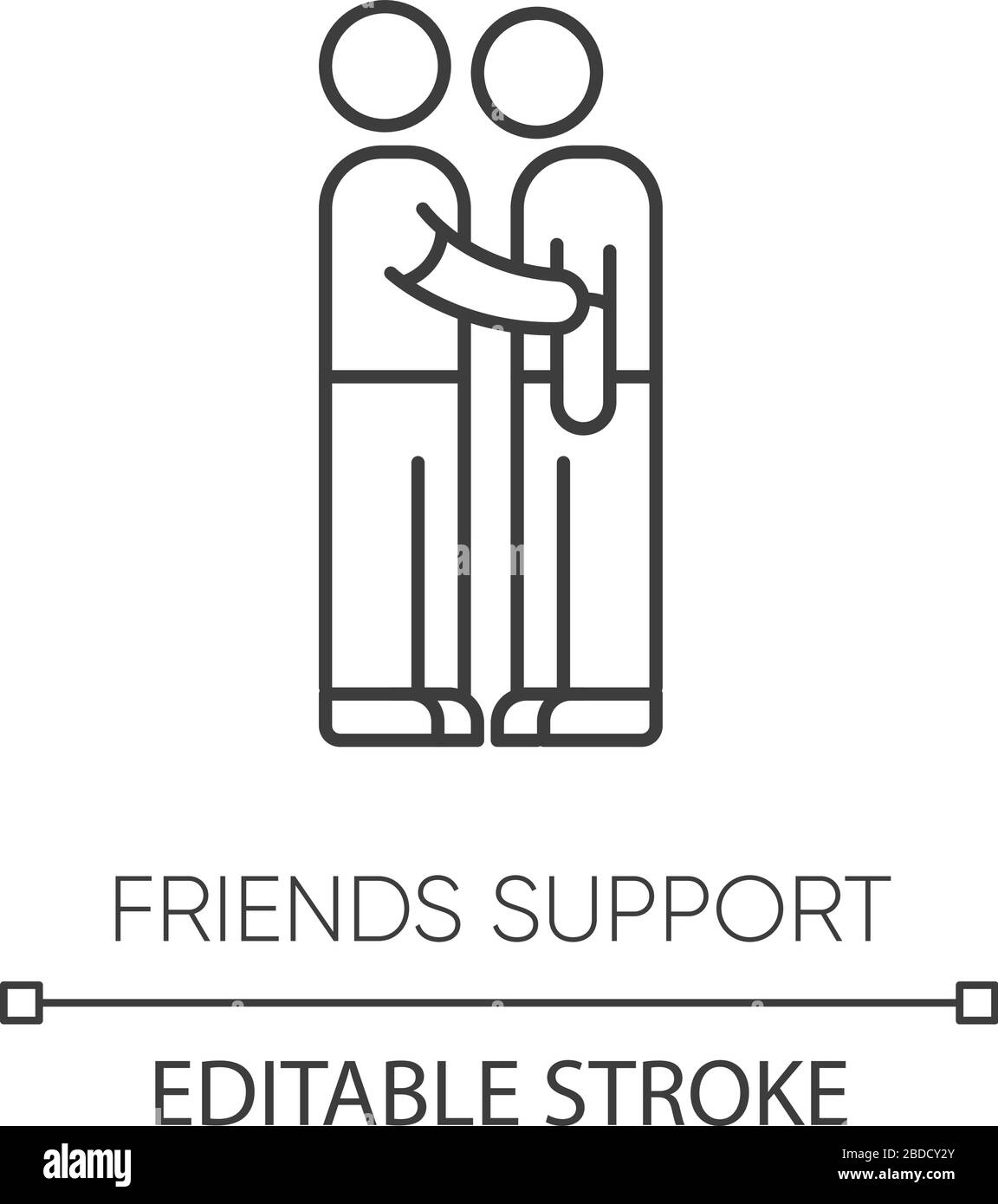 Friends support pixel perfect linear icon. Thin line customizable ...