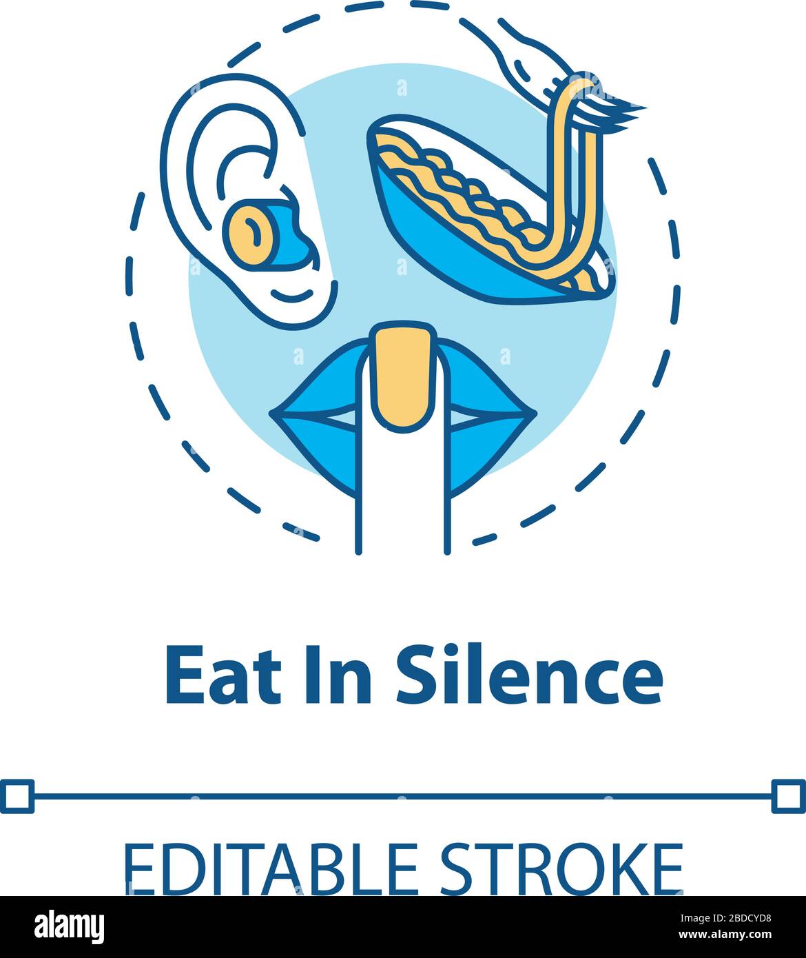 Eat in silence concept icon. Conscious nutrition idea thin line ...