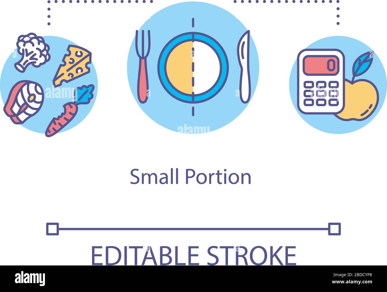 Small portion concept icon. Mindful eating, conscious nutrition idea ...