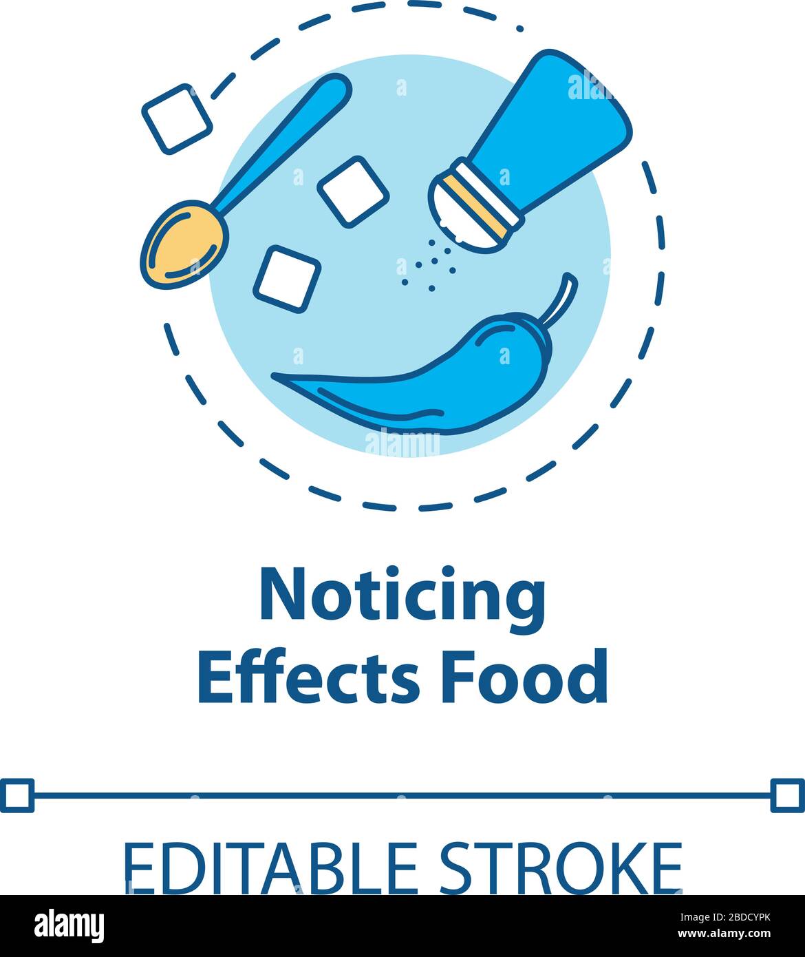 Noticing effects food concept icon. Conscious nutrition idea thin line ...