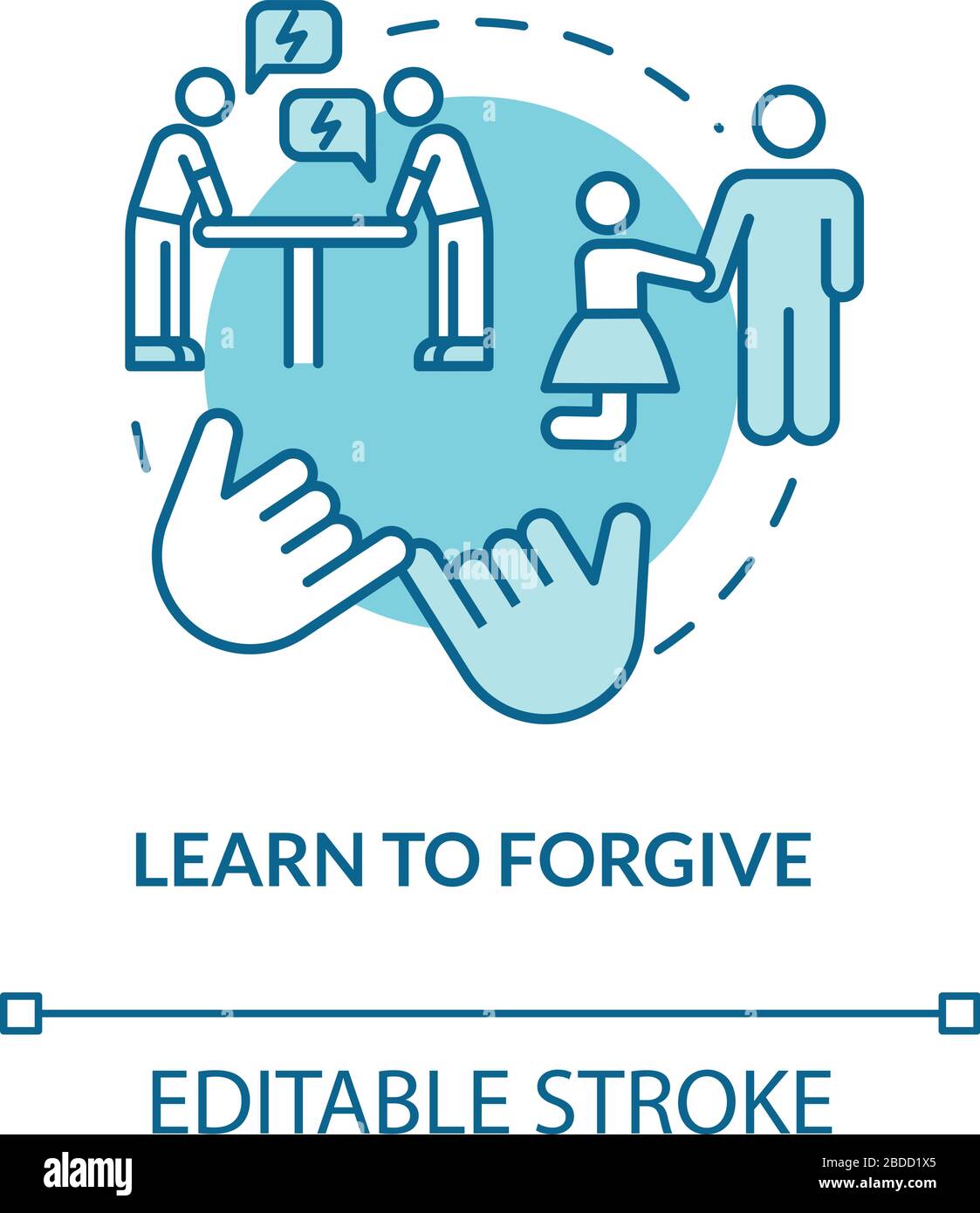 Learn to forgive concept icon. Friendship relationship advice ...
