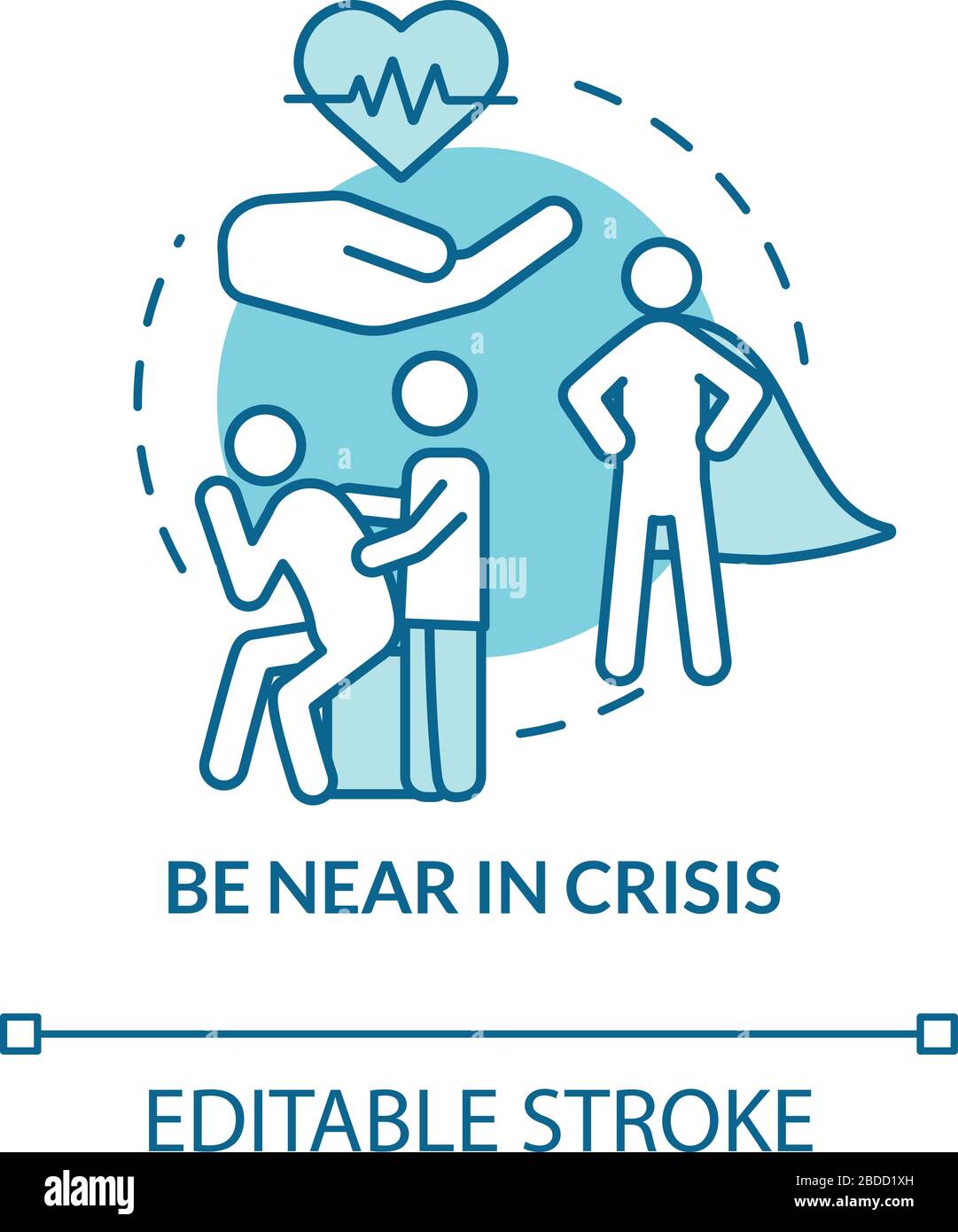 Be near in crisis concept icon. Friend difficult times and troubles ...