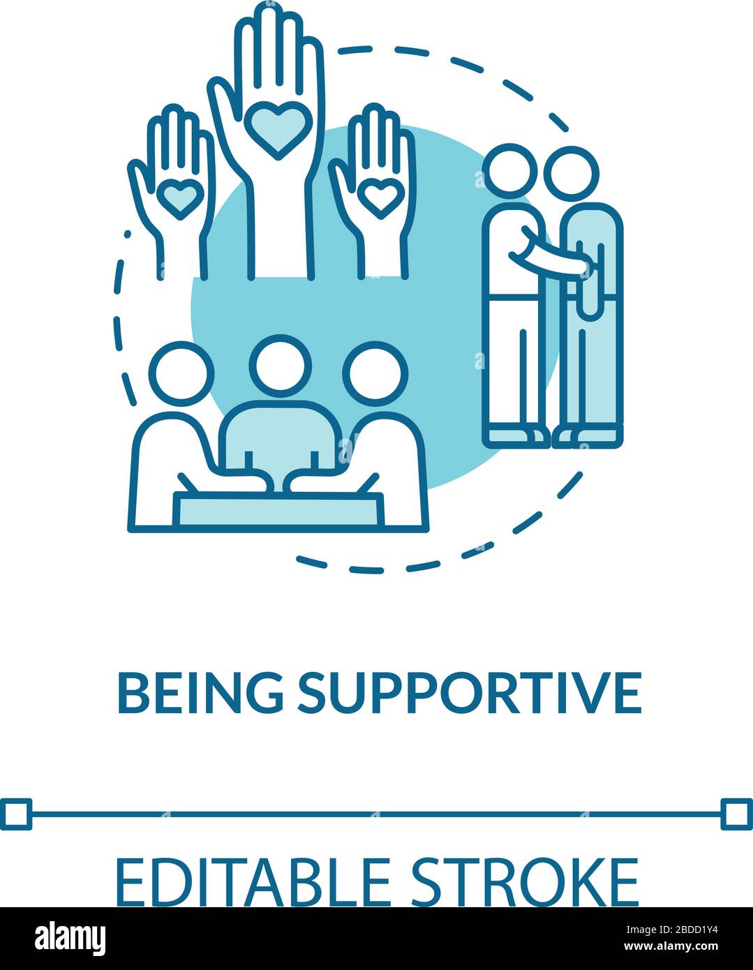 Being supportive concept icon. Helping and care about friends troubles ...