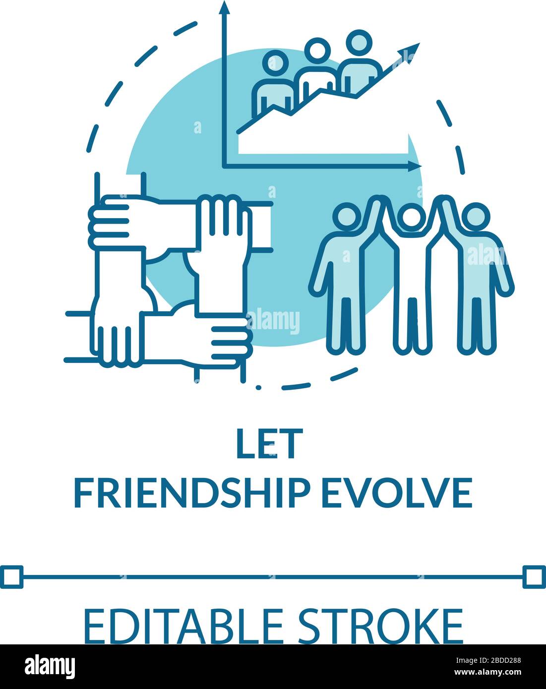 Let friendship evolve concept icon. Social interactions, communication ...