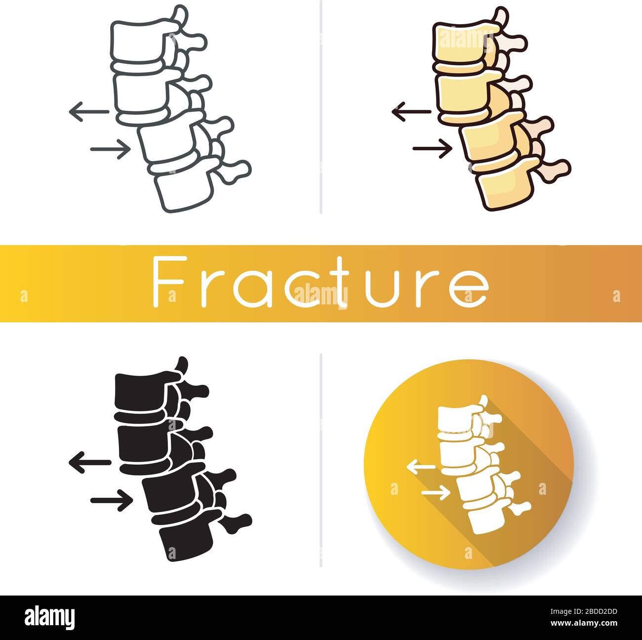 Spine dislocation icon. Displacement of spinal vertebra. Accident ...