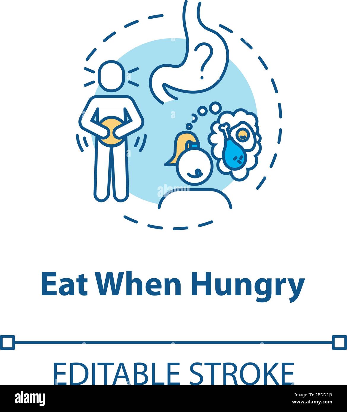Eat when hungry concept icon. Conscious nutrition, mindful eating idea ...