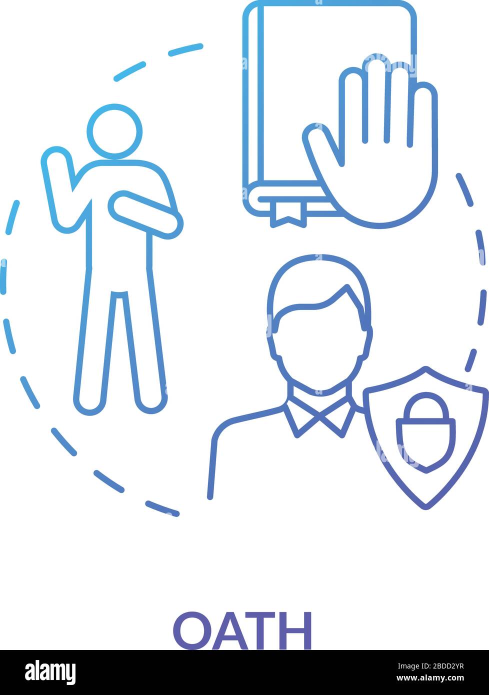 Oath Blue Concept Icon Affirmation In Court Making Pledge On Book