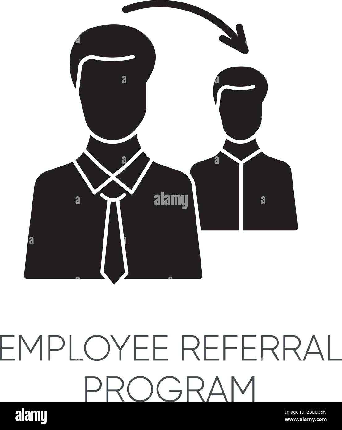 Employee referral program black glyph icon. Corporate workforce search ...