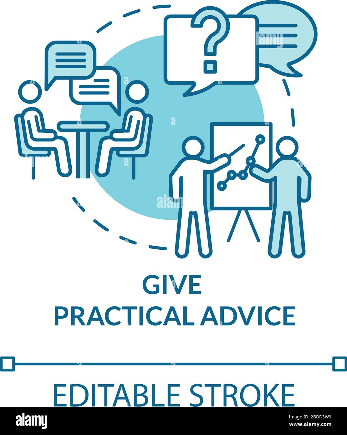 Give practical advice concept icon. Best friend guide and support ...
