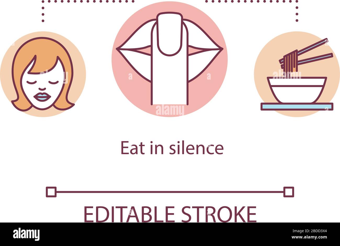 Eat in silence concept icon. Conscious nutrition idea thin line ...