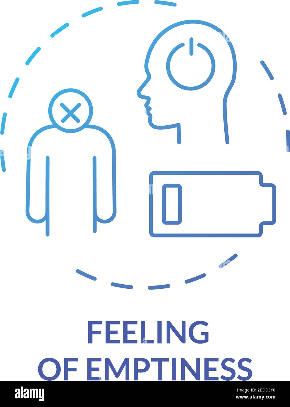 Feeling of emptiness blue concept icon. Upset and lonely. Low energy ...