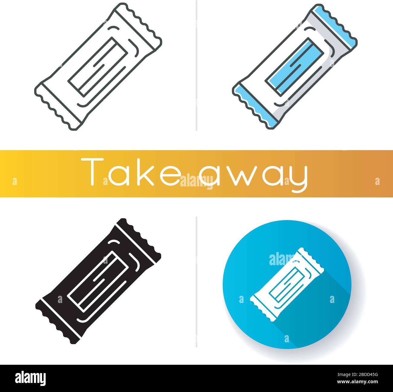 Chocolate bar icons set. Linear, black and RGB color styles. Protein ...