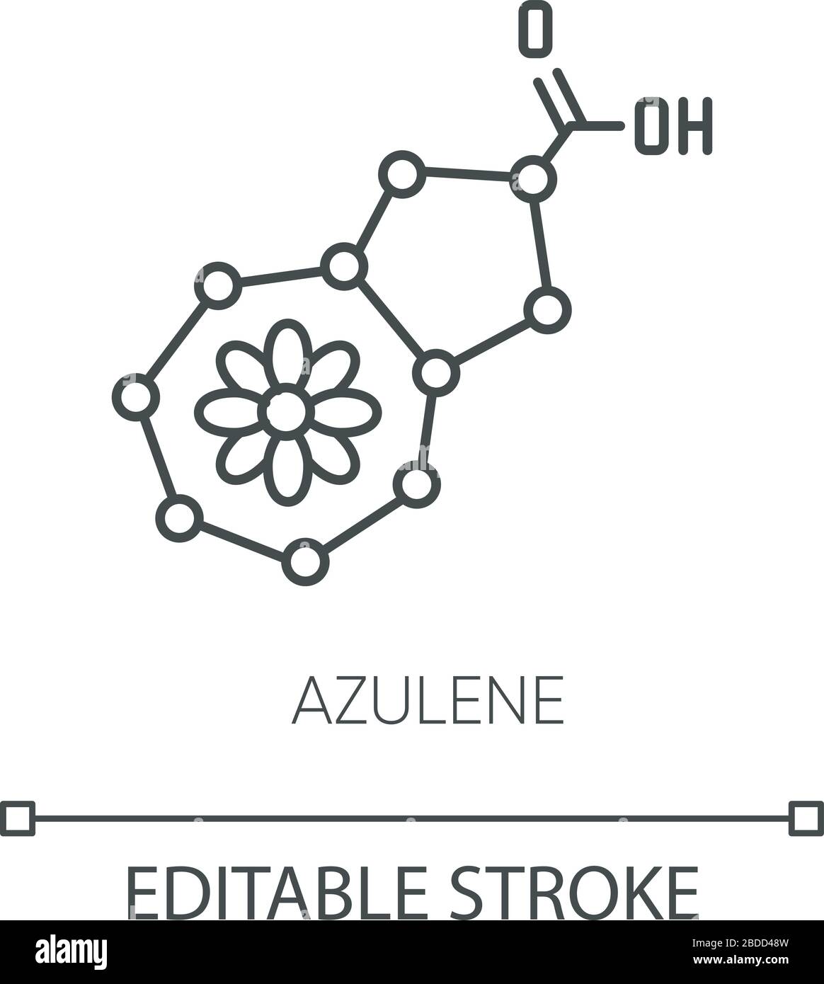 Azulene pixel perfect linear icon. Scientific compound. Chemical ...