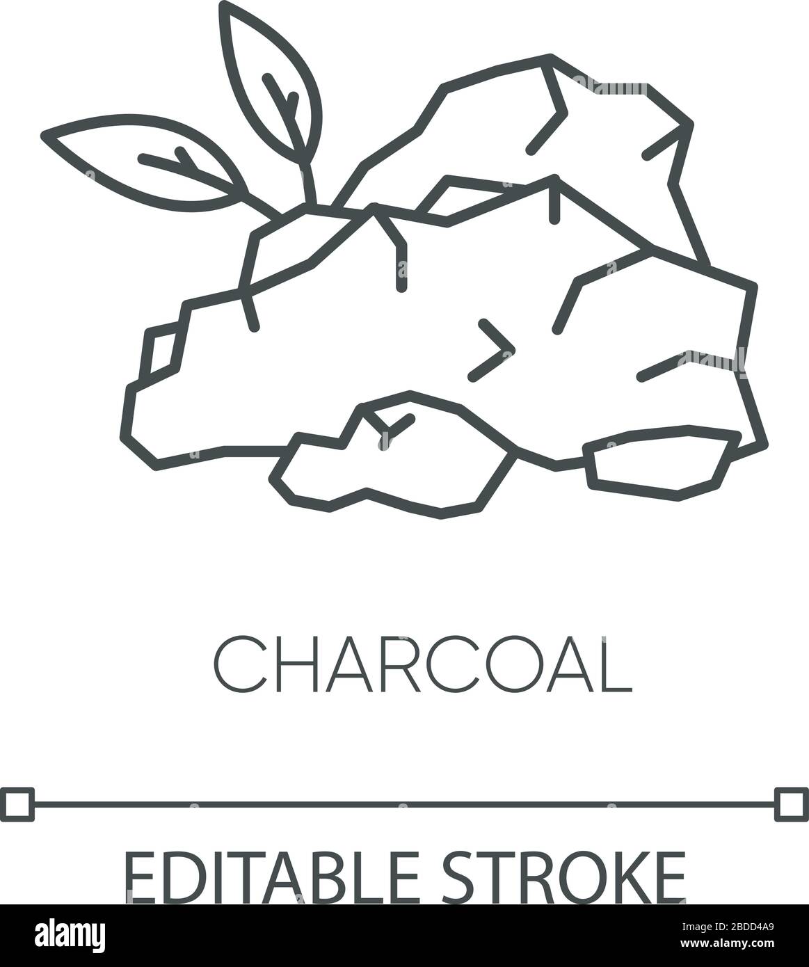 Charcoal pixel perfect linear icon. Natural skincare component. Organic ...