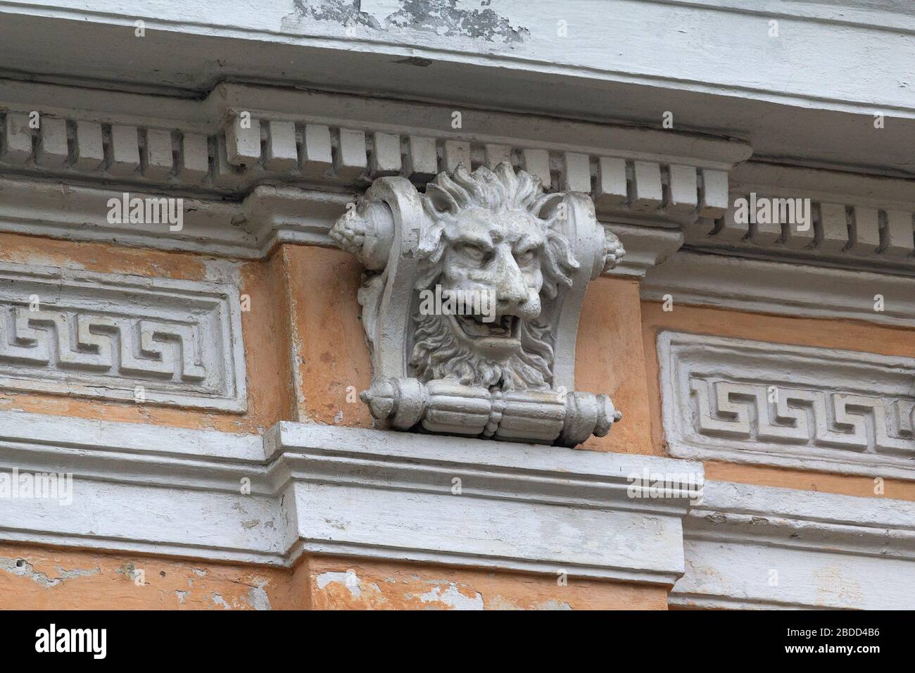 Bas-relief of the head demon in the old house eaves. Architecture Stock ...