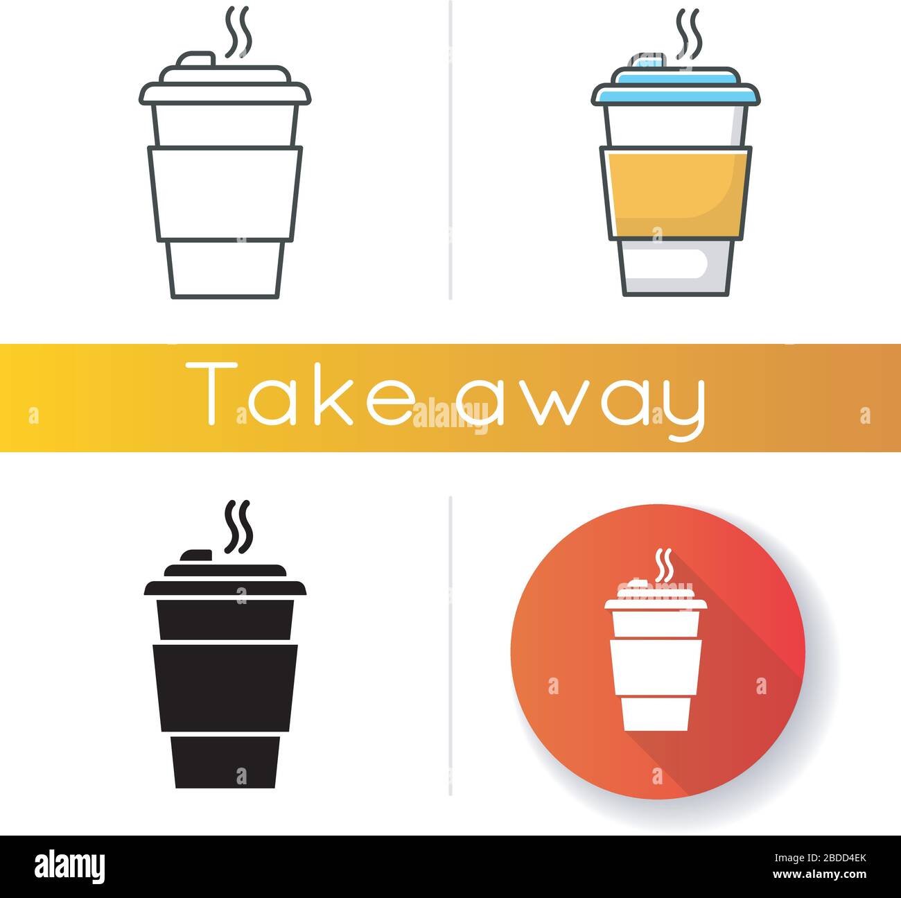 Coffee to go icons set. Linear, black and RGB color styles. Caffeine ...