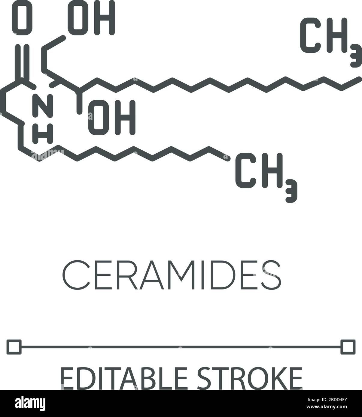 Ceramide pixel perfect linear icon. Scientific formula. Lipid molecule ...