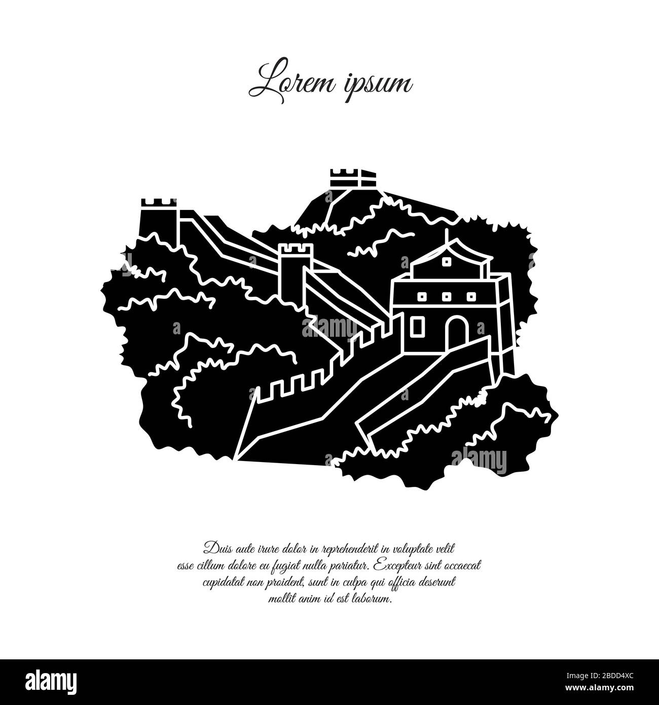 The great Wall of China icon. Flat design. Part of ancient oriental ...