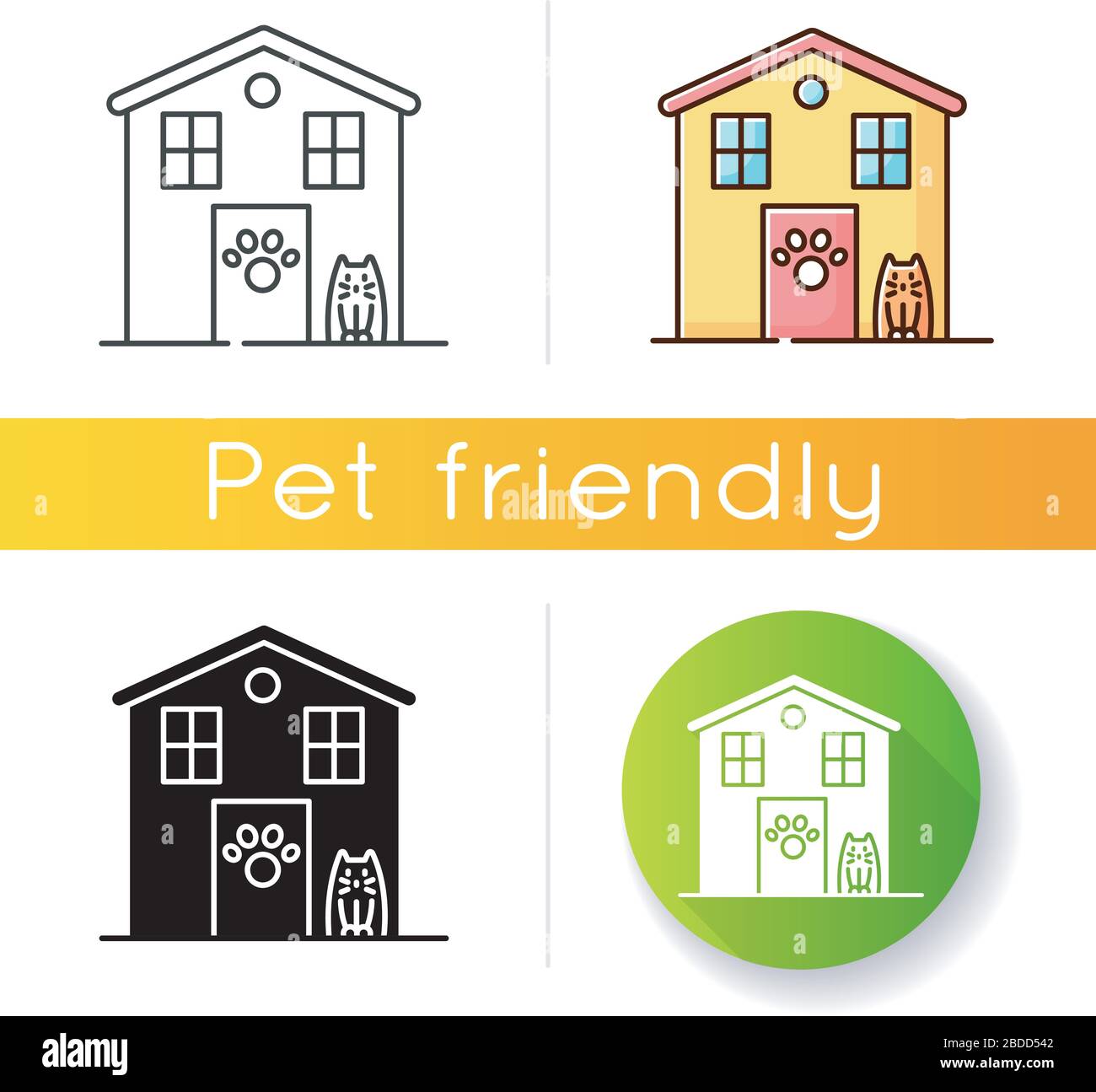 Animal shelter exterior sign icon. Stray cats and dogs house, homeless ...