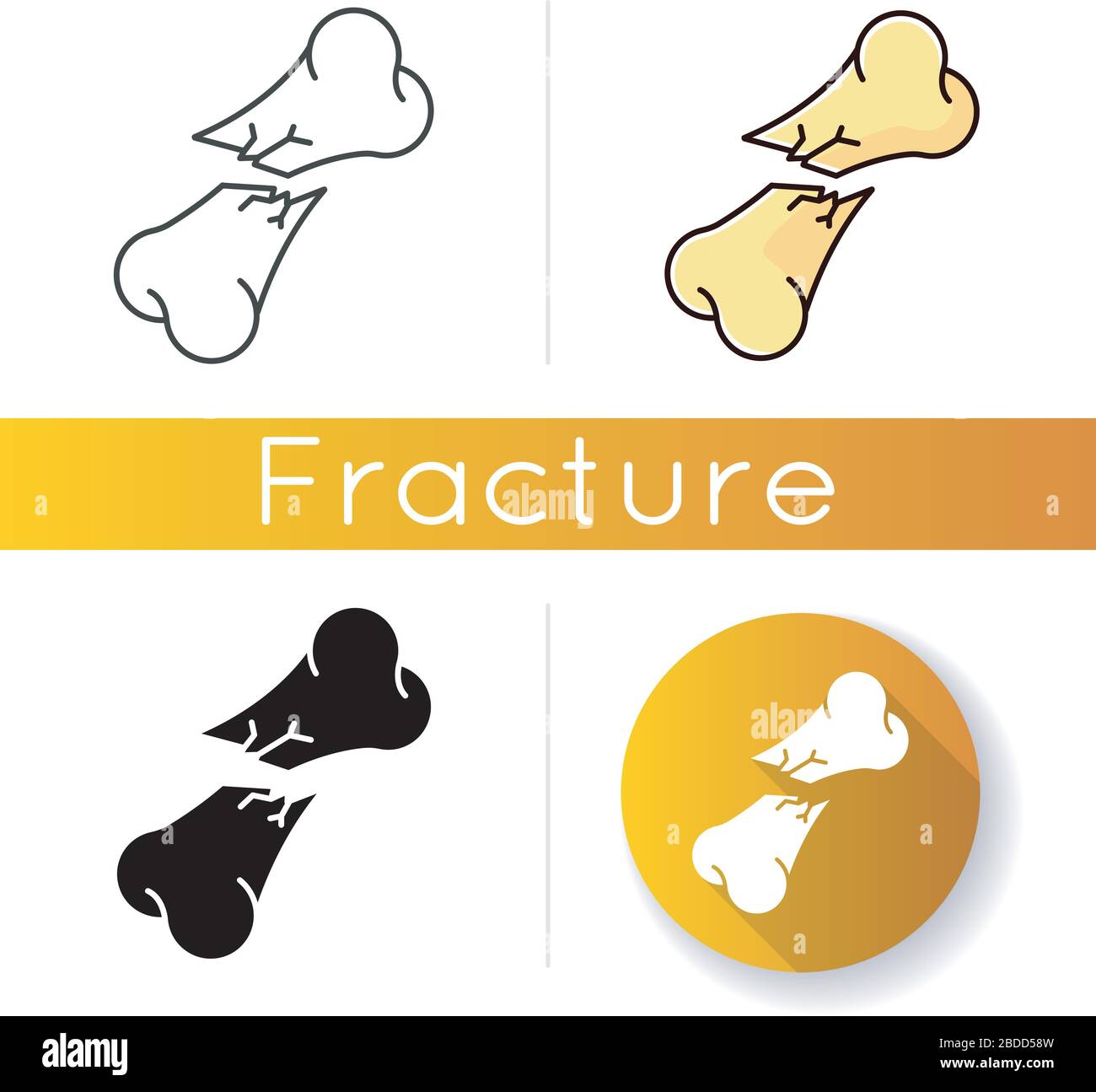 Bone fracture icon. Oblique displaced fracture. Accident. Hurt body ...