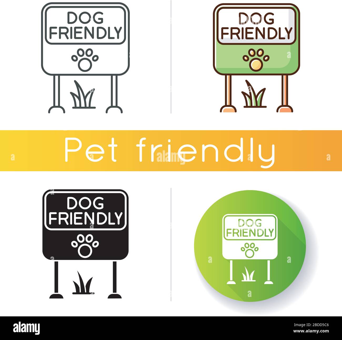 Dog friendly place icon. Doggy allowed park and square mark. Domestic ...