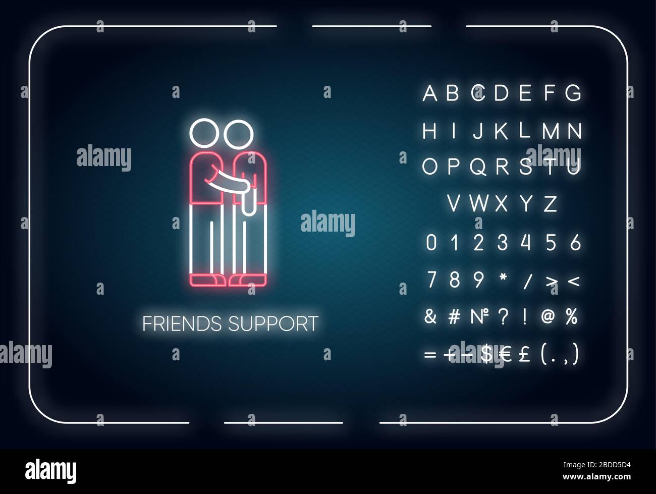 Friends support neon light icon. Outer glowing effect. Sign with ...