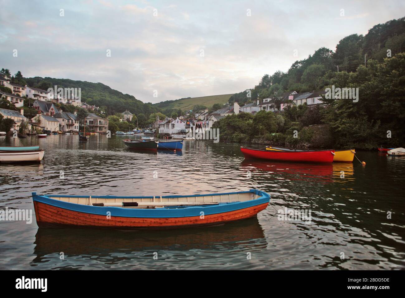 High Spring tide in Mayo Creek, Noss Mayo, Devon, England, UK Stock ...