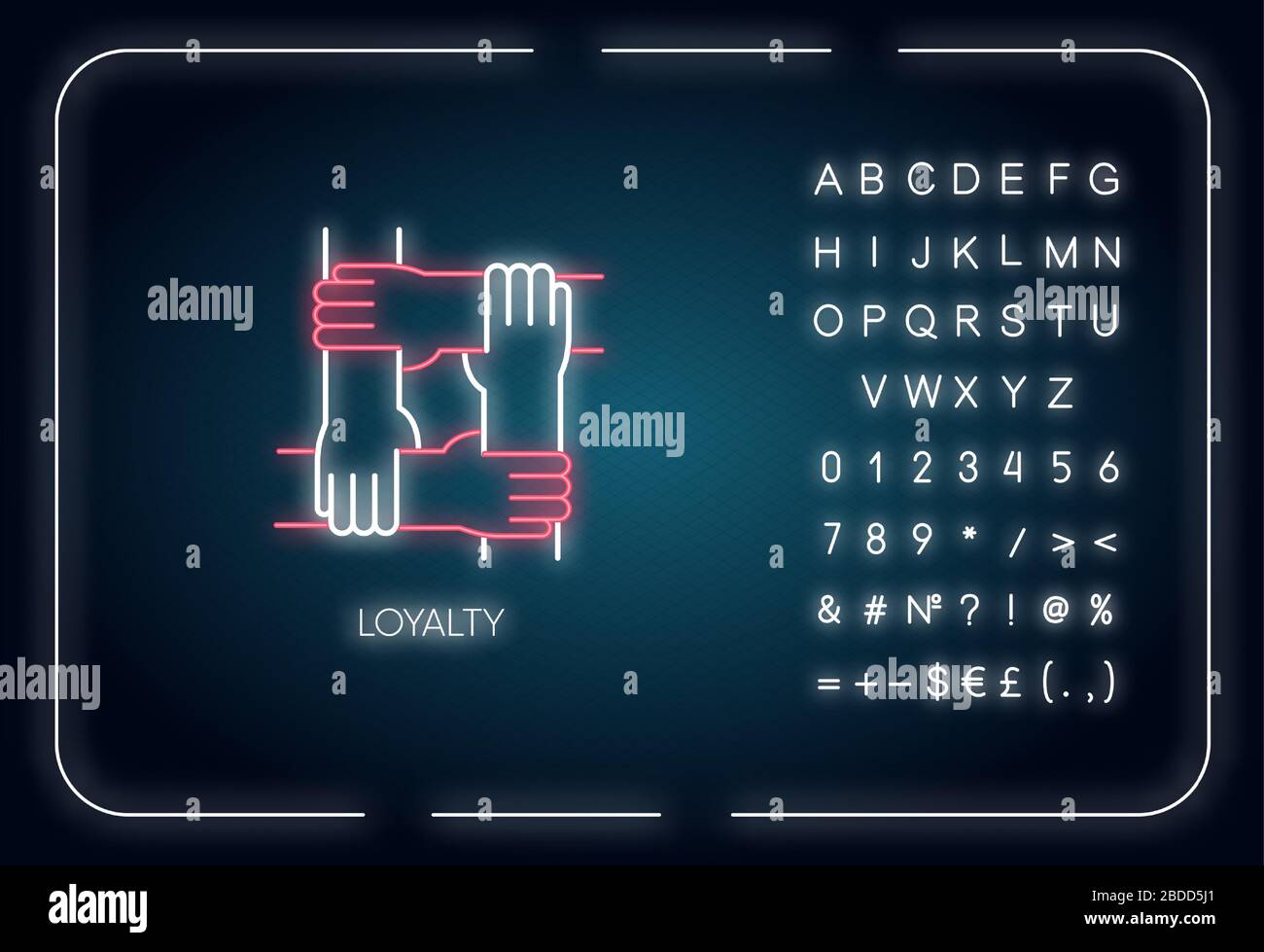 Loyalty neon light icon. Outer glowing effect. Sign with alphabet ...
