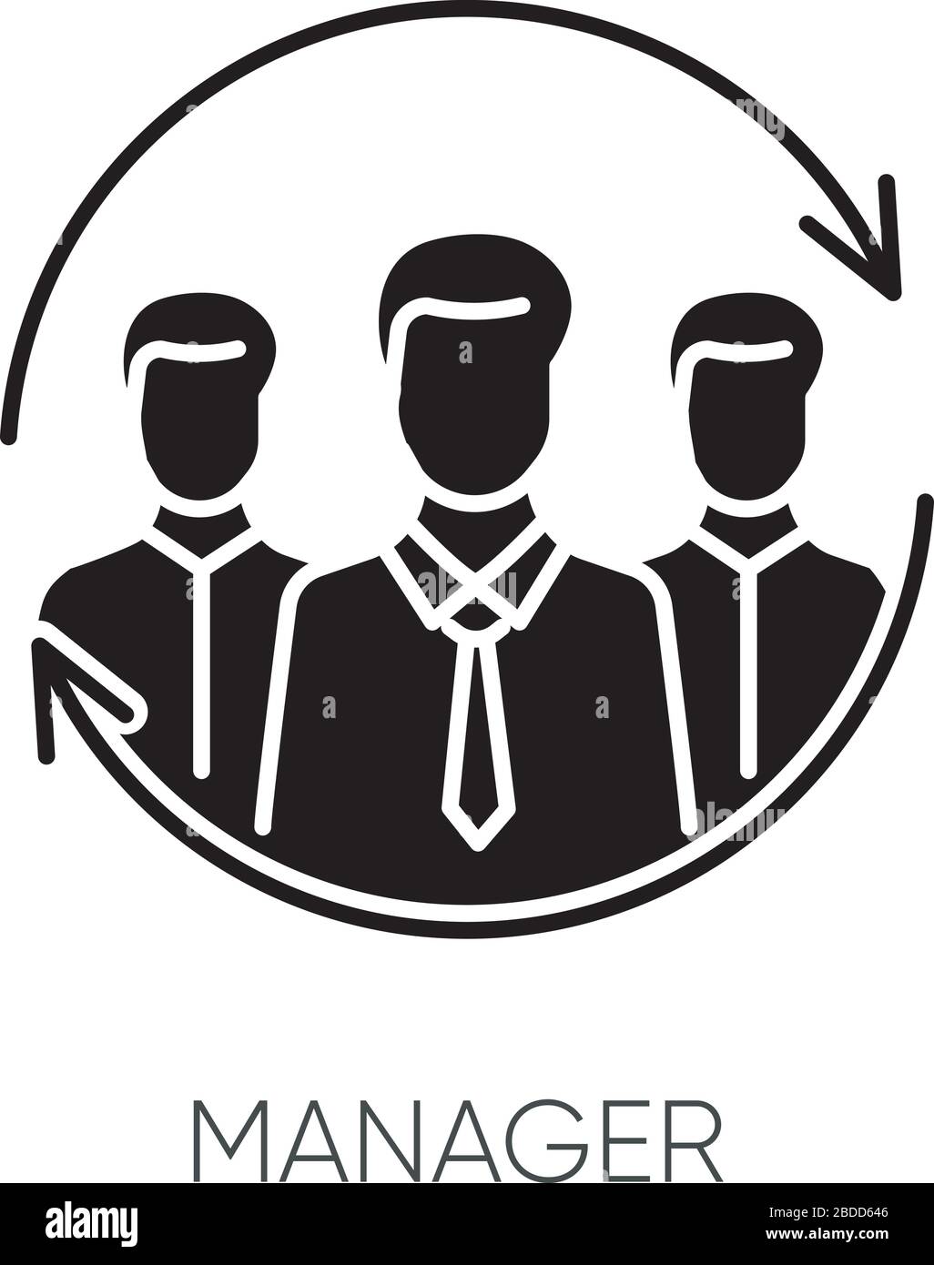 Manager black glyph icon. Business organization, corporate management ...