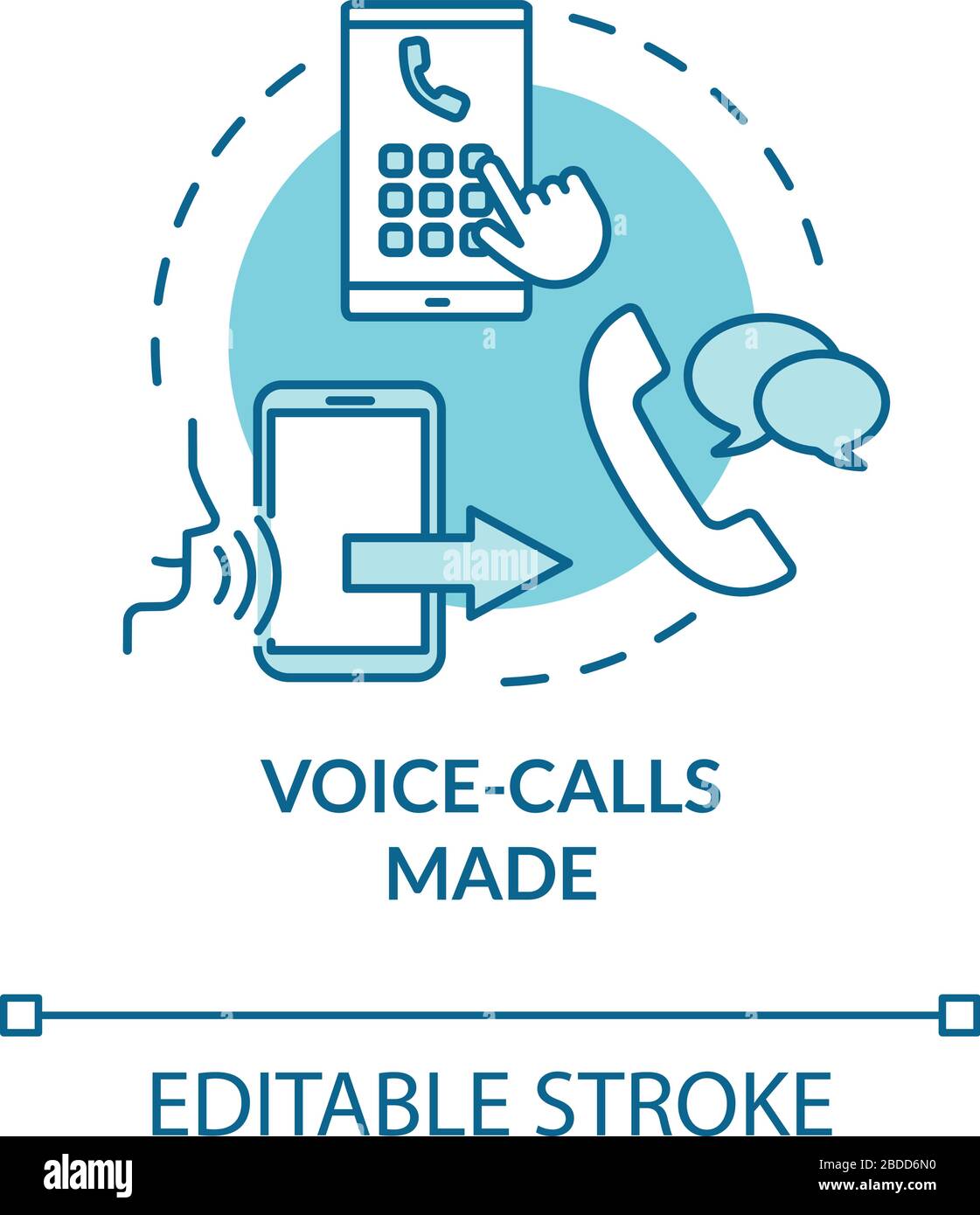 Voice-calls made turquoise concept icon. Chating with smartphone ...