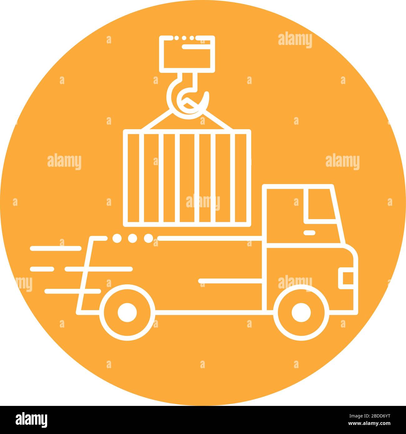 container metal hanging with truck vehicle block line style icon Stock ...