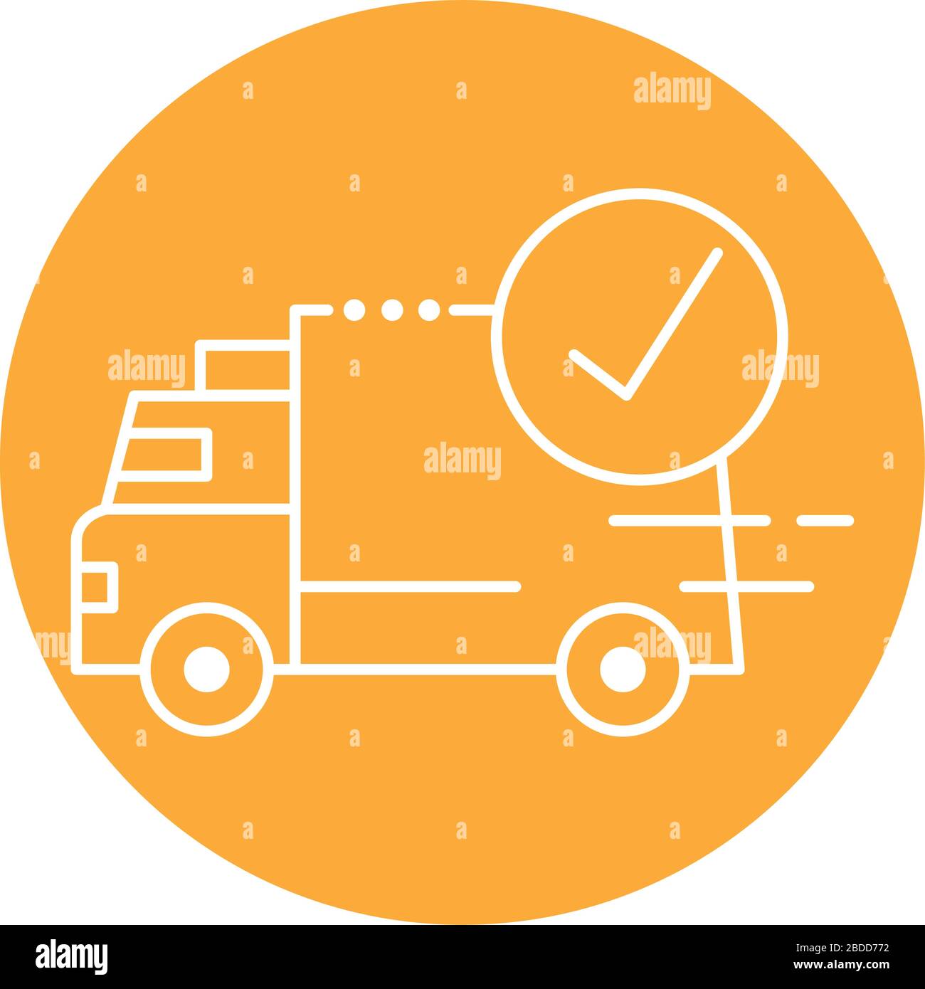 delivery van transportation with check symbol block line style icon ...