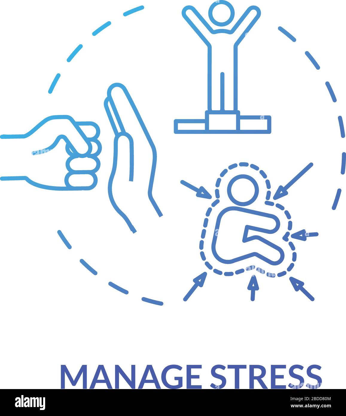 Manage stress blue concept icon. Healthcare for employee. Psychological ...