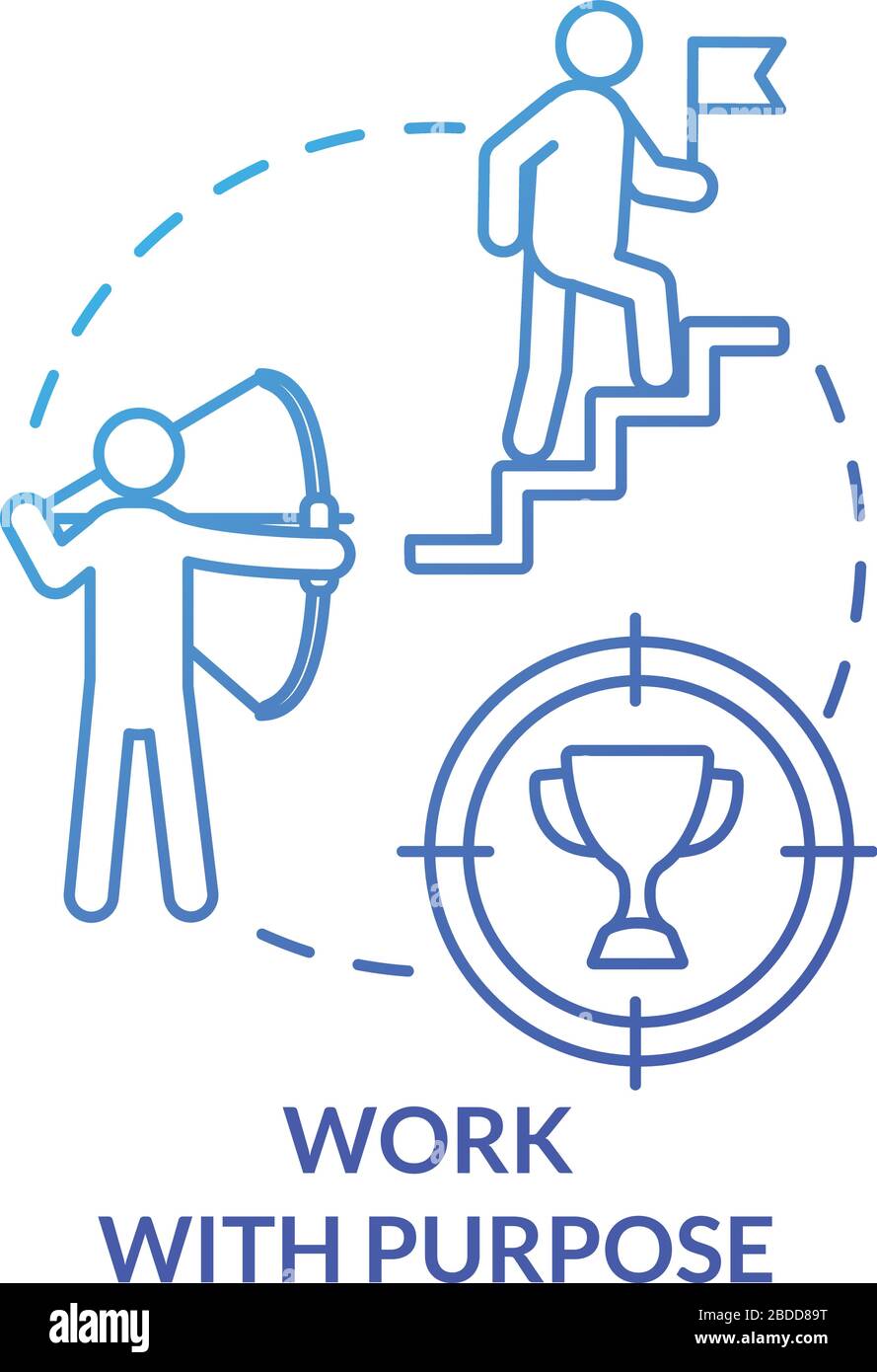 Work with purpose blue concept icon. Job achievement. Corporate labor ...