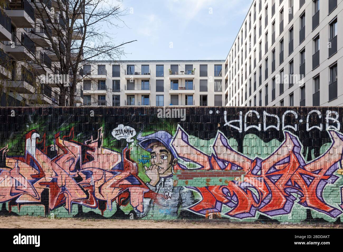 04.04.2019, Berlin, Berlin, Germany - Remains of a property wall with ...