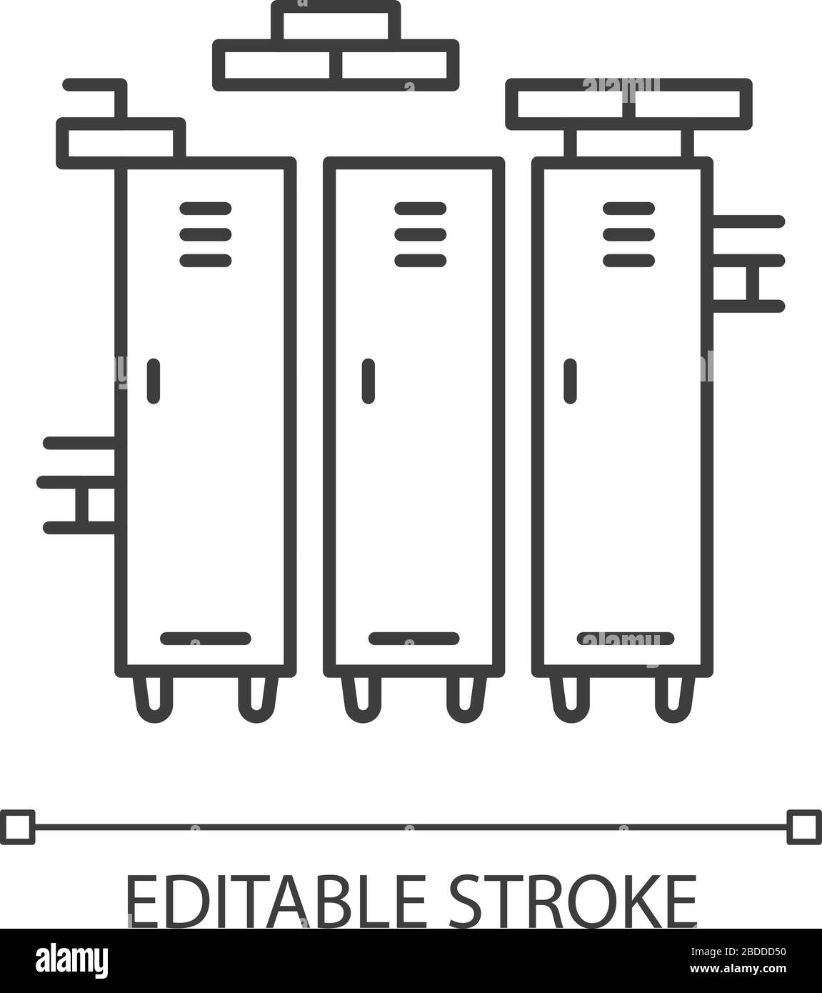 Lockers pixel perfect linear icon. College cupboards. Gym storage ...