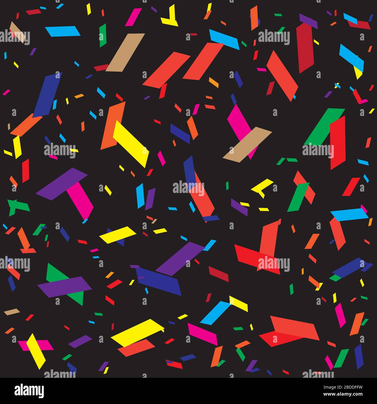 Different color parallelogram confetti on black background Stock Vector ...