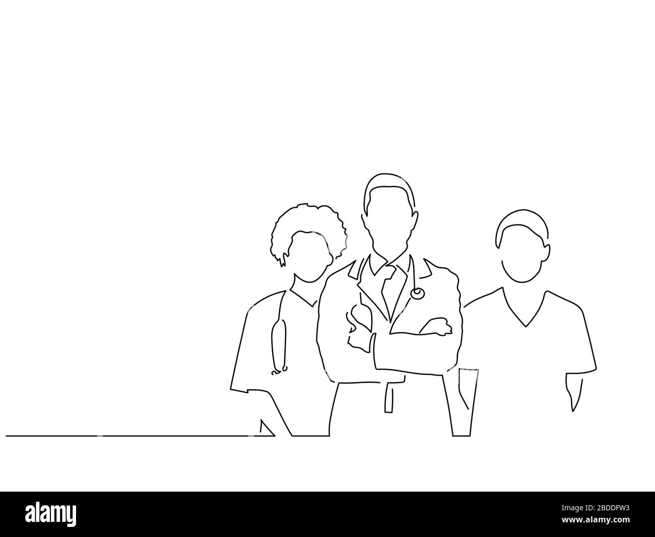 Doctors isolated line drawing, vector illustration design. Medicine ...
